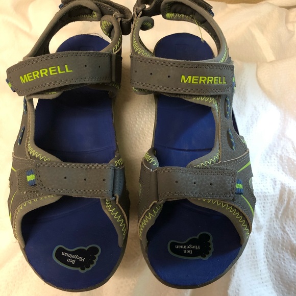 Merrell | Shoes | Merrell Panther Gray With Green Leather Sandals ...